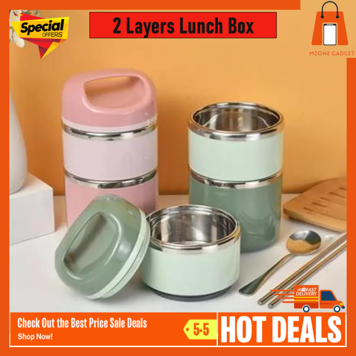 TEDEMEI Stainless Steel 2 Layers Lunch Box 930ml | Daraz.com.bd