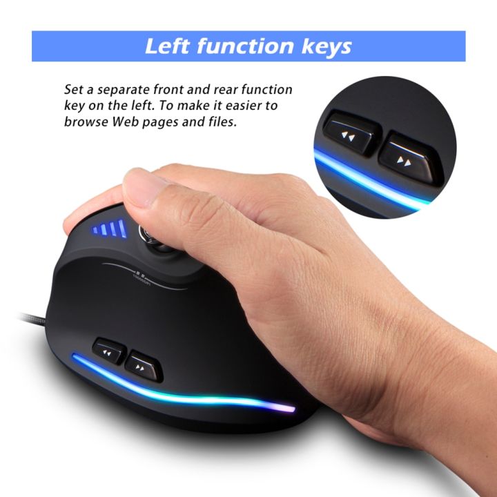 【FUPANG】ZELOTES C18 Vertical 10000DPI USB Wired RGB Optical Ergonomic ...