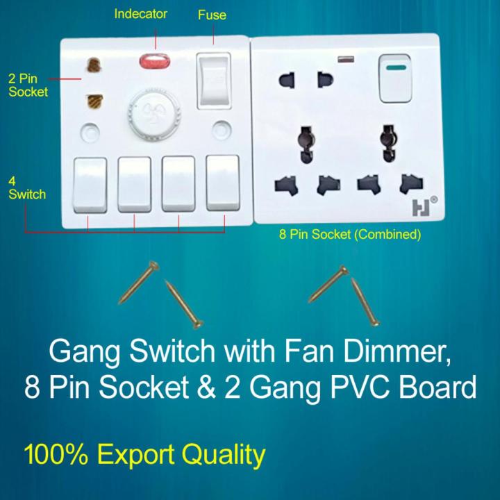 Gang Switch, Socket, Regulator With PVC Back Part Board Combo 3 In 1 ...