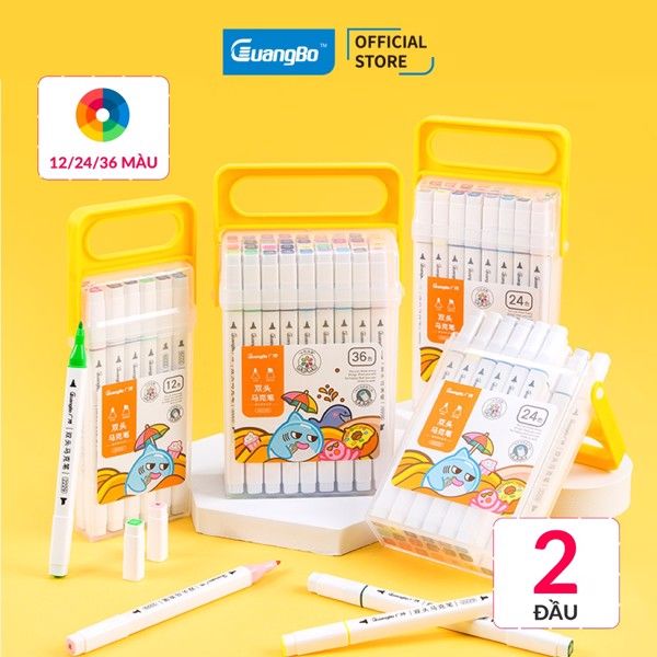GUANGBO PREMIUM 2-HEADED MARKER PEN WITH SQUARE BODY 36/24/12 COLORS ...