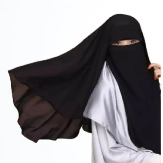 NIQAB MUSLIM HIJAB (CROWN) Best Quality 2 LAYERS ISLAMIC Face Cover For ...