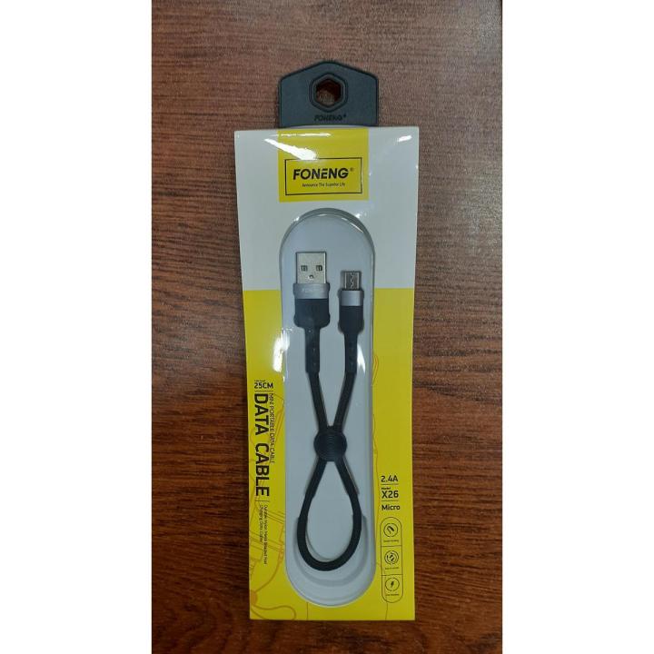 FONENG X26 MINI DATA CABLE 25CM USB TYPE-C MICRO USB LIGHTNING DATA ...