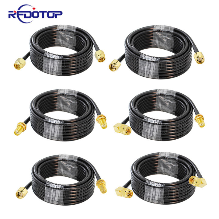 RG58 Cable SMA Male to SMA Female Bulkhead WiFi Antenna Extension Cord RG-58 50 Ohm RF Coaxial ...