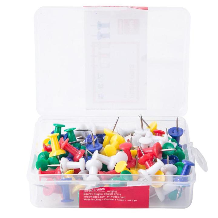 Deli Push Pins 100 Pcs-1 Box - Multicolor (Notice Board Pin) | Daraz.com.bd