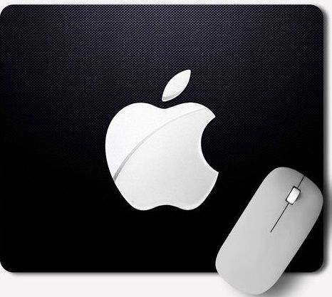 White Apple Logo L11 Light Black Rubber Gaming Mouse Pad - Black ...