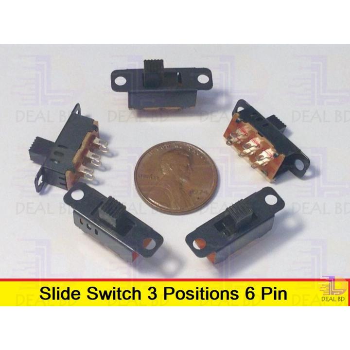 Slide Switch 3 Positions 6 Pin DPDT Panel Mounting-10Pcs | Daraz.com.bd