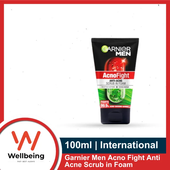 Garnier Men AcnoFight Anti-Acne Scrub In Foam Facial Cleanser 100ml ...