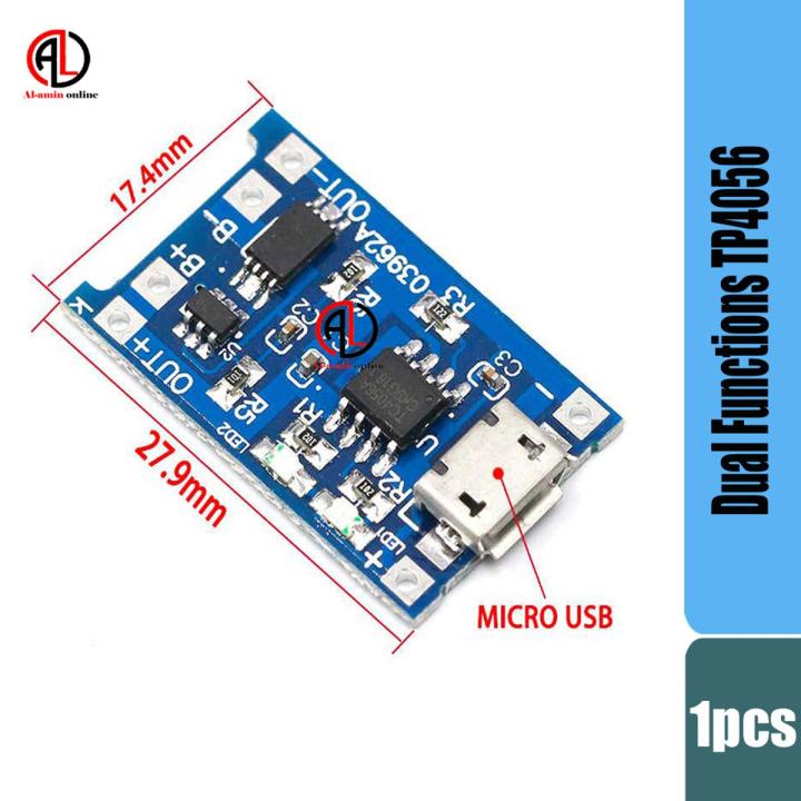 5V 1A Micro USB 18650 Lithium Battery Charging Board Charger Module+ Protection Dual Functions ...