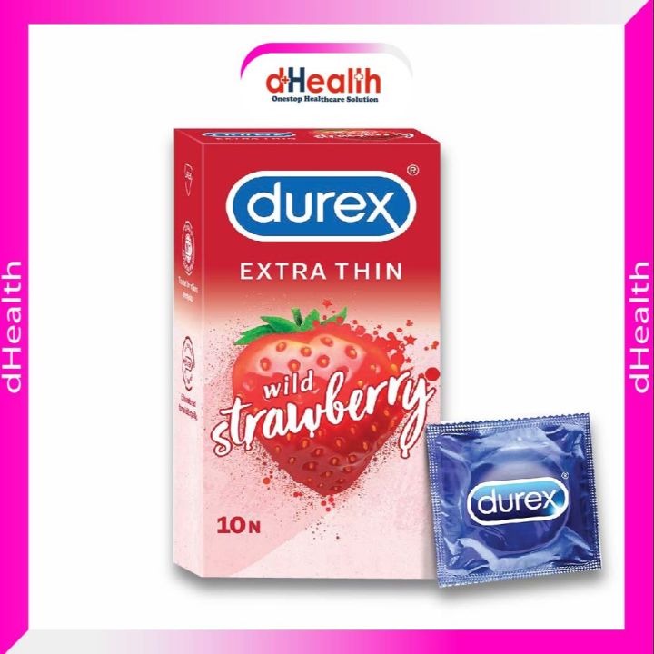Durex Extra Thin Strawberry Condom - 10 Pcs Pack (India) | Daraz.com.bd