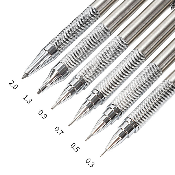 Mechanical Pencil Set 0.3 0.5 0.7 0.9 1.3 2.0mm Full Metal Art Drawing ...