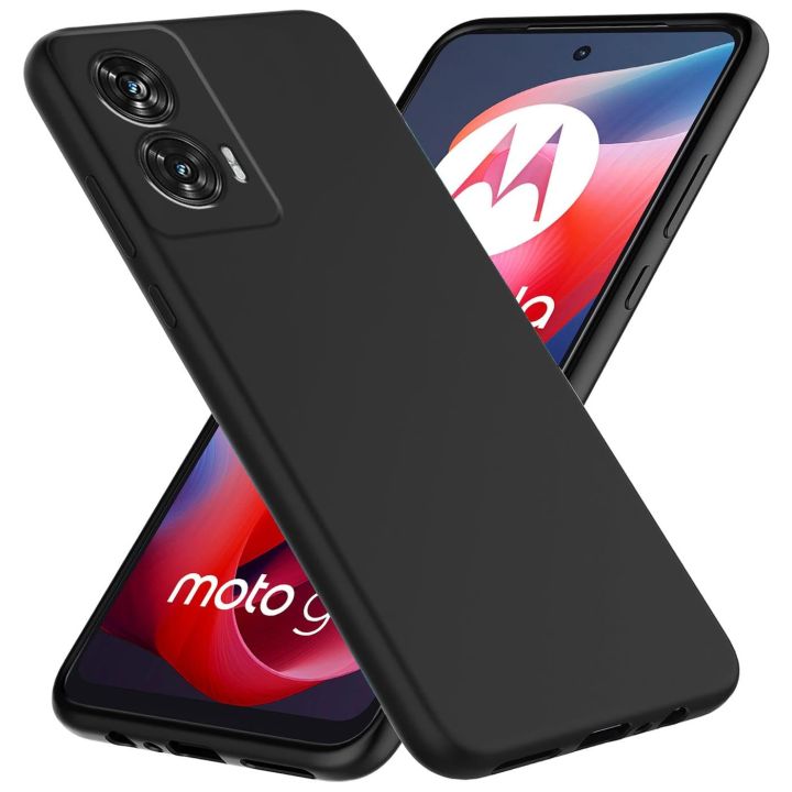 Motorola Moto G45/G35 Silicone Matte Flexible Soft Phone Case - Black ...