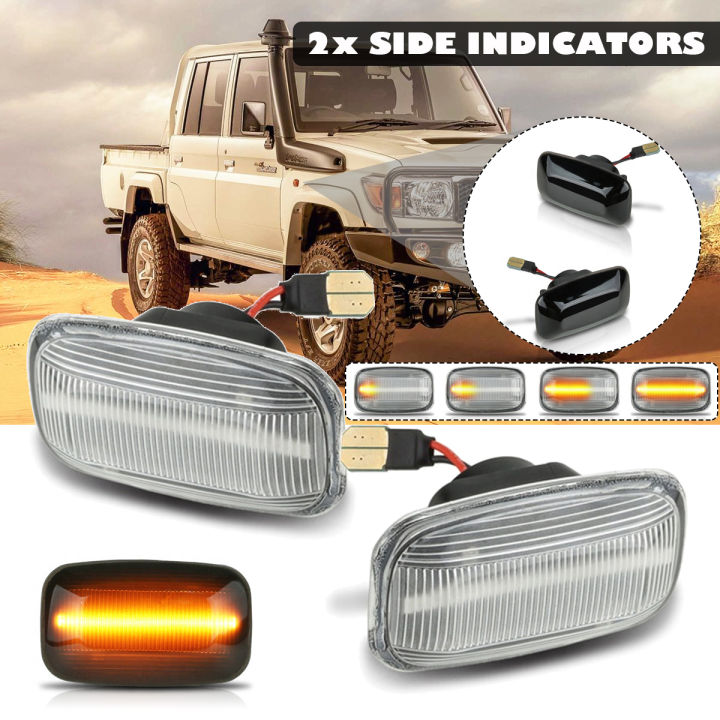 Dynamic LED Side Fender Indicator Light For Toyota Landcruiser 70 80 ...