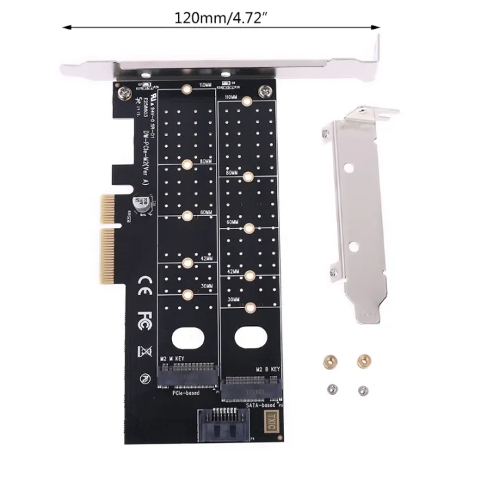 2021 New PCIE to M2 M.2 Dual NVMe SSD Adapter M Key B Key SATA Riser ...