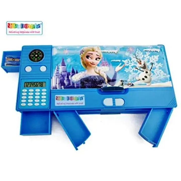 Double Sided Pencil Box with Calculator Jumbo Pencil Box, Kids Multi ...