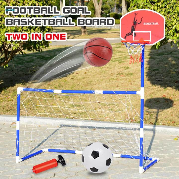 Basketball Hoop with Soccer Goal Net Folding Football Goal Basketball ...