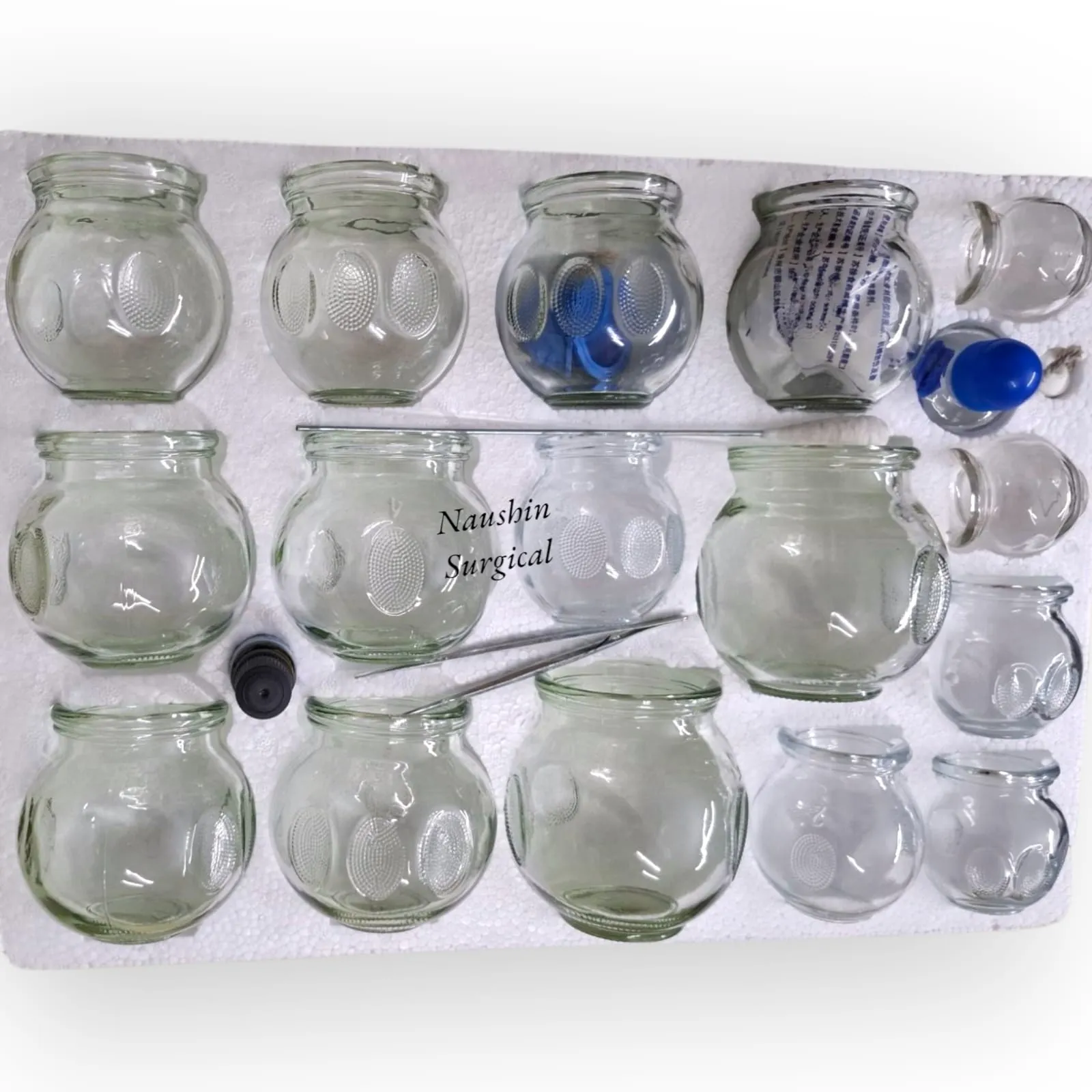 16 Pcs Fire Glass Massage Suction Cups Glass Therapy Set Therapy ...