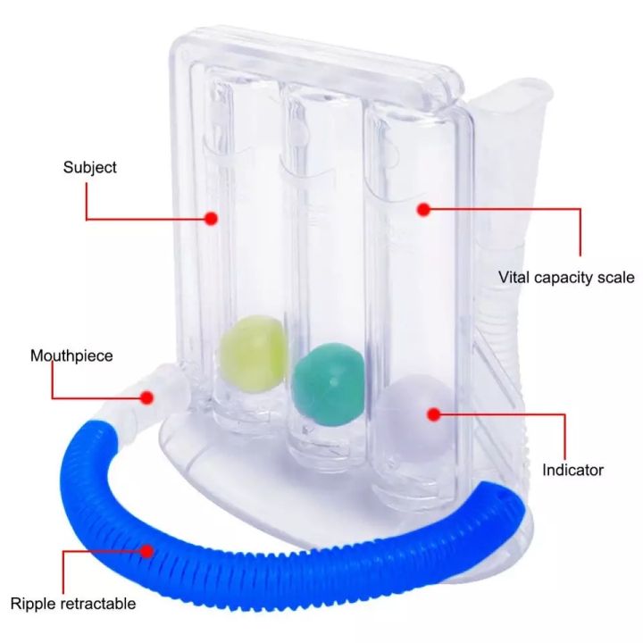 Three-ball Apparatus Vital Capacity Breathing Trainer Incentive Spirometer Lung Breathing ...