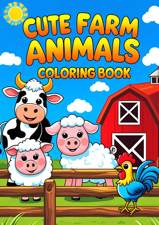Cute Farm Animals Coloring Book for Kids (Ages 3–8) | Fun & Educational ...