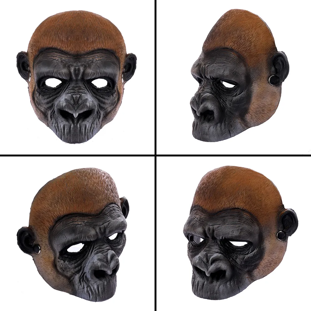 PU Foam Monkey Mask Realistic Animal Half Face Mask Halloween ...