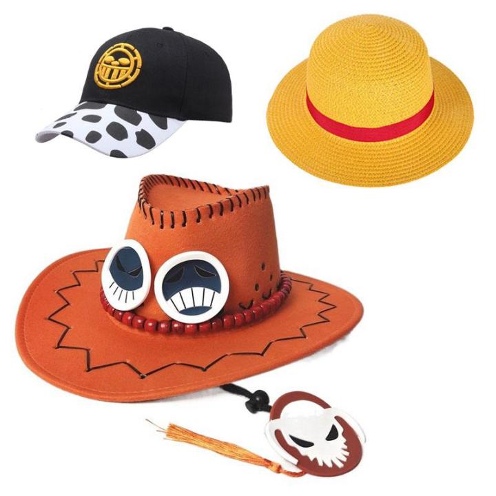 Anime One Piece Hat Luffy Law Ace Baseball Cap Straw Hat Cowboy Hat ...