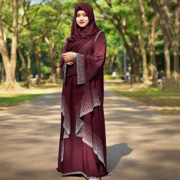 Exclusive Stone Butterfly party borka with matching stone work hijab ...