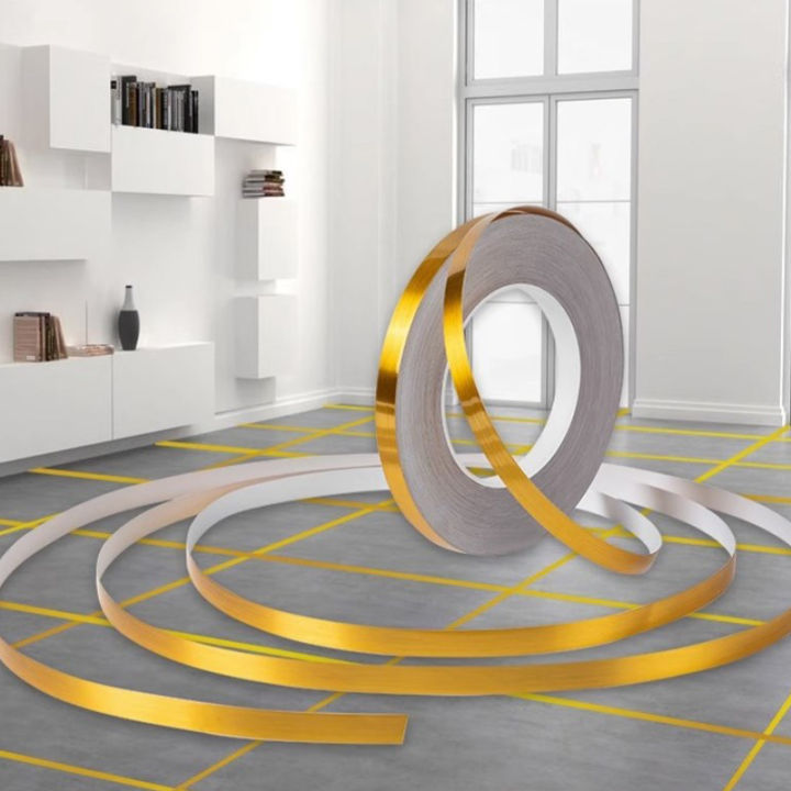 50M Brushed Gold Silver Floor Edging Waterproof Seam Wall Stickers Wall ...