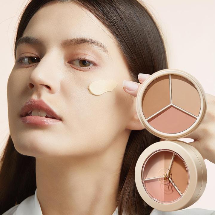 3 Color Concealer Palette Professional Makeup Face Coverage Foundation ...