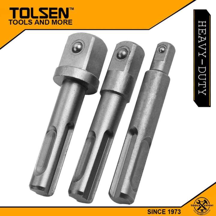 TOLSEN 3Pcs SDS-PLUS Adaptor Set 10mm (1/4 , 3/8 , 1/2 ) Socket Driver ...