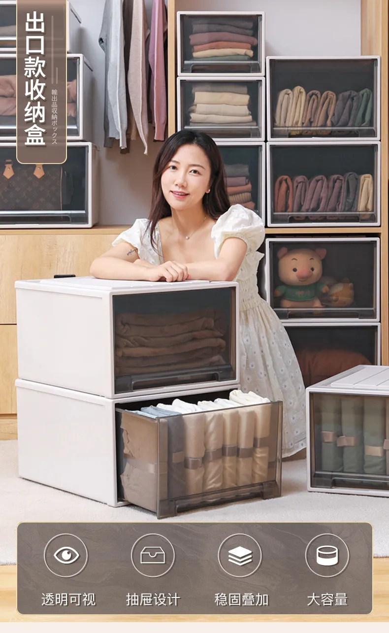 Drawer storage box, wardrobe, wardrobe, plastic cabinet, household ...