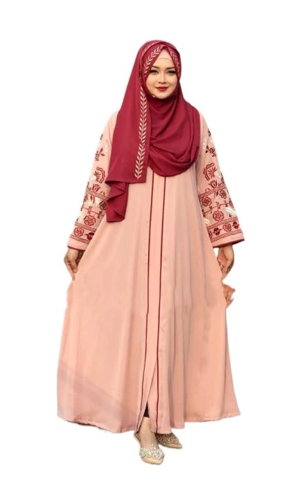 Dubai cherry fabric without hijab beautiful embroidery work borka for ...
