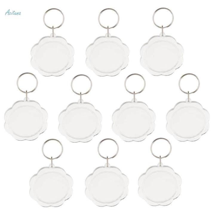 20pcs Blank DIY Clear Acrylic Keyrings Photo Frame Insert Crafts ...