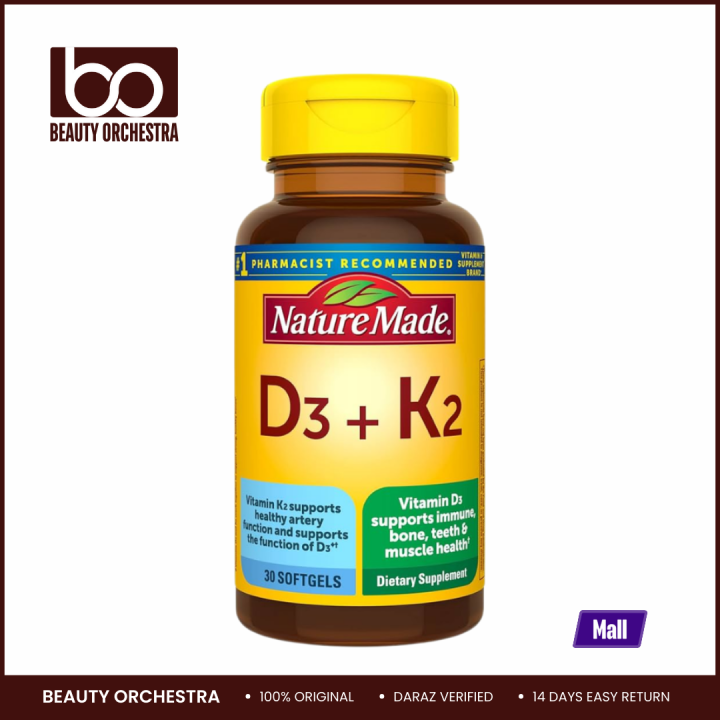 Nature Made Vitamin D3+K2 - 30 Softgels | Daraz.com.bd
