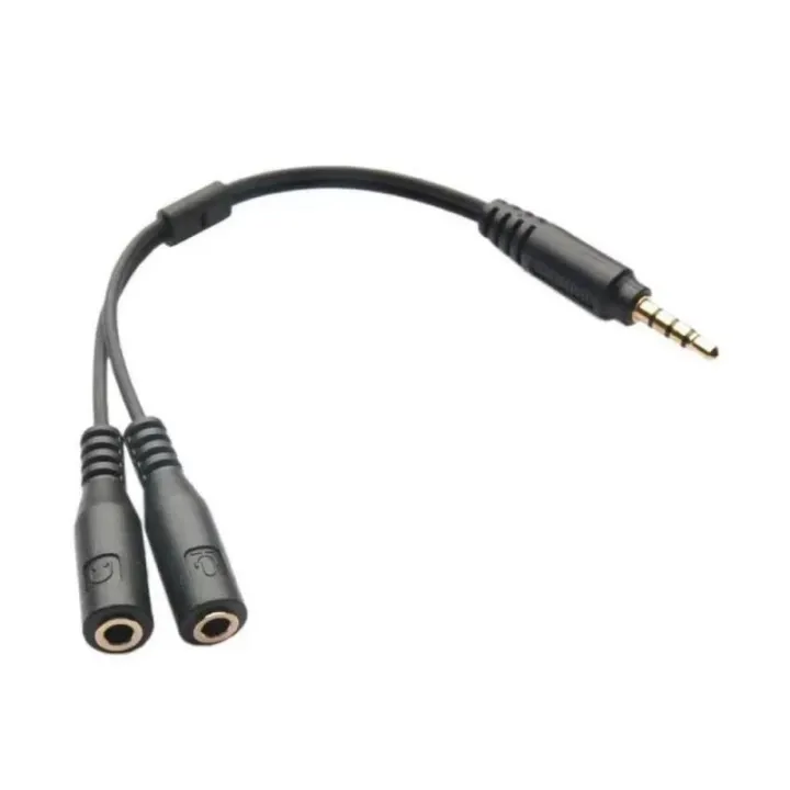 1 TRRS Male to 2 TRS Female Audio AUX Studio Y Converter Cord 3.5mm Mic ...