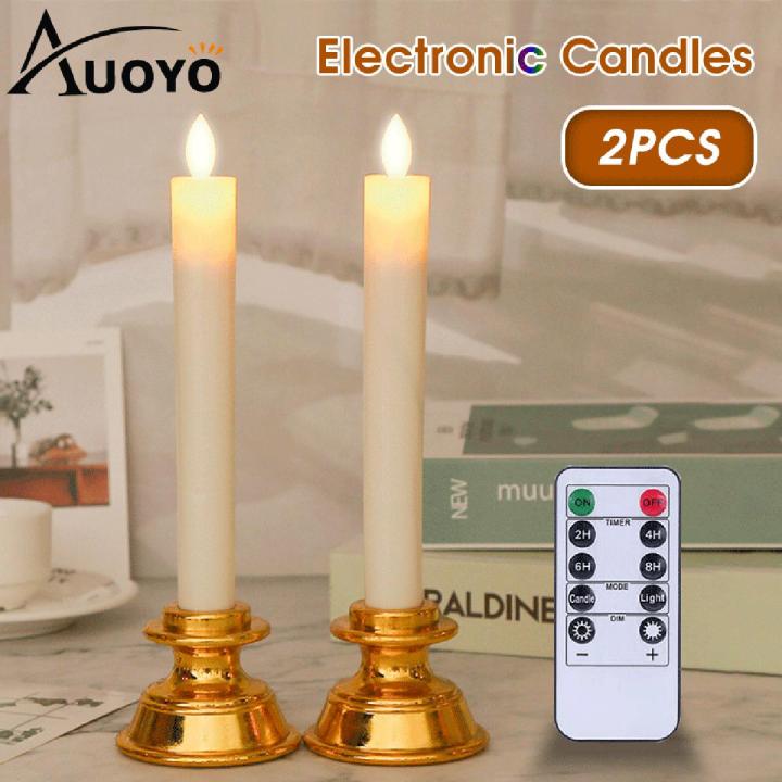 Auoyo 2PCS LED Candles Christmas Flameless Window Candle Lights with 2 ...