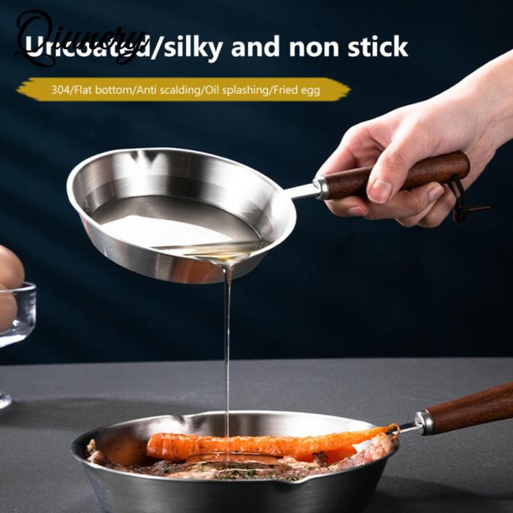Mini Frying Pan Nonstick Skillet With Wooden Handle Stainless Steel ...