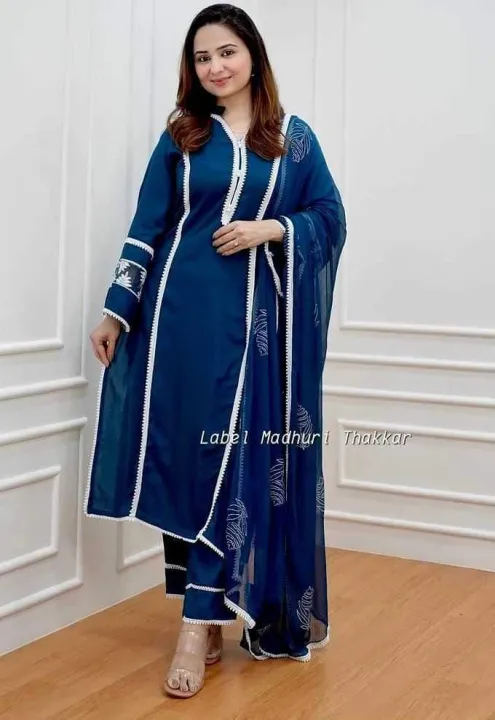 A beautiful lace work ready made Shalwar Kameez collection of Indian ...