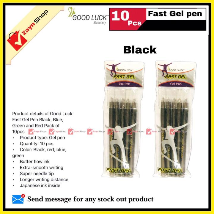 Good Luck Fast Gel Pen Black, Blue, Green and Red Pack of 10pcs | Daraz ...