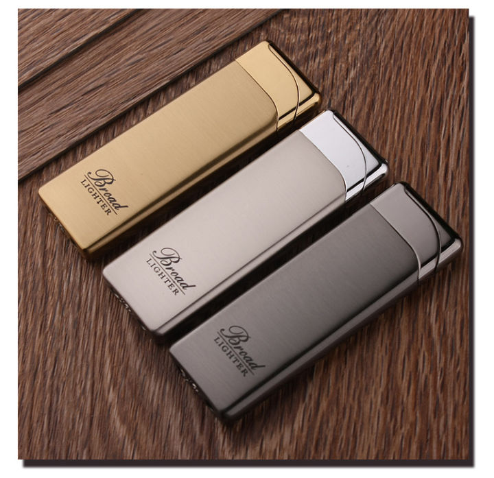 New Torch Turbo Windproof Lighter Ultra-Thin Metal Long Stripe Jet Straight Fire Gas Butane ...