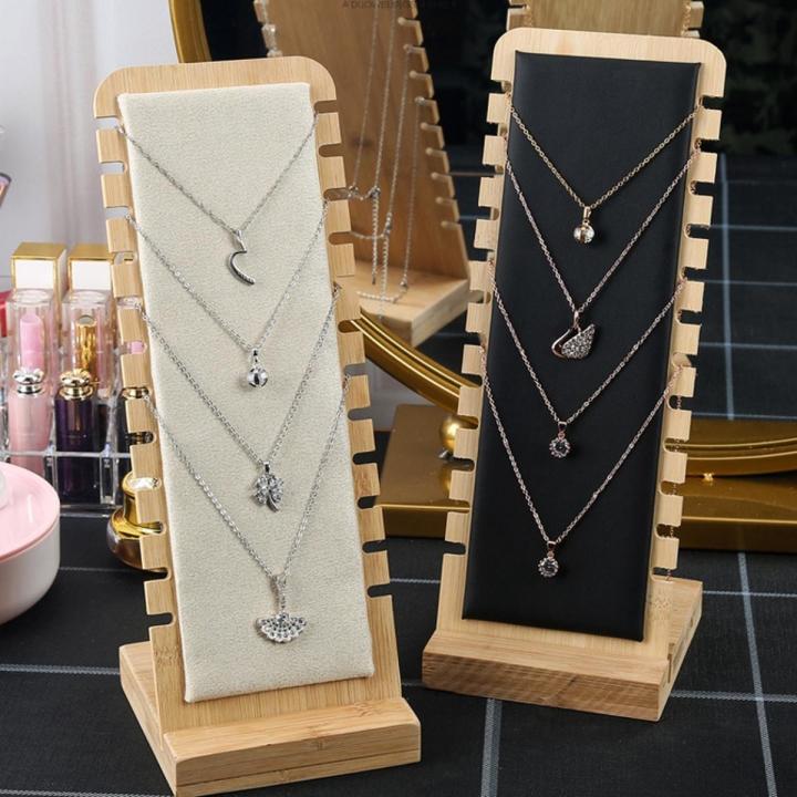 （New）olid Wood Photography Background Prop Jewelry Necklace Diplay tand ...