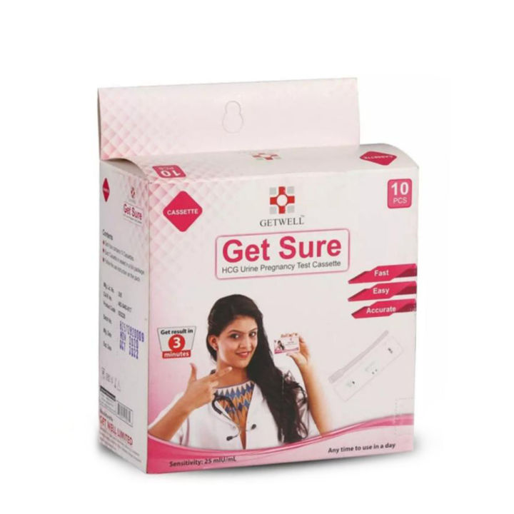 10 Pcs Get Sure Pregnancy Test Cassette Device Kit - Urine HCG Check ...