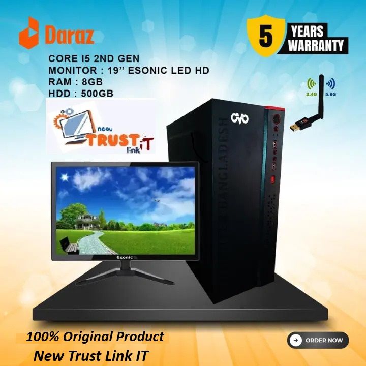 Intel Core i5 2nd Gen 19 inch Monitor RAM 8GB & HDD 500GB ssd 128 ...