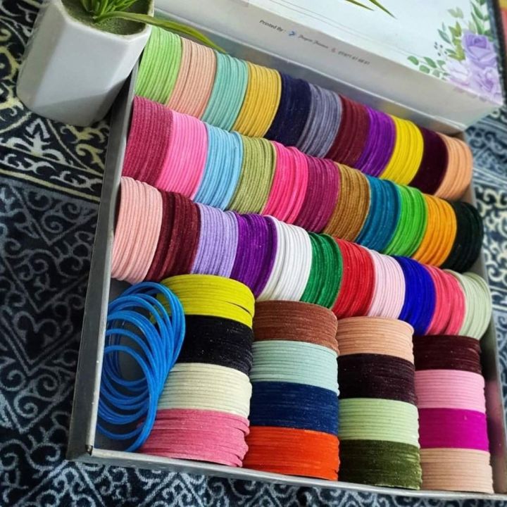 Indian Metalic Velvet Churi Banglees 6 Dozon (72pcs) 6 Different Random ...