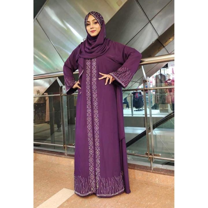 Dubai Cherry Fabric Rongdhanu One Button Abaya Borka: Modish Design ...