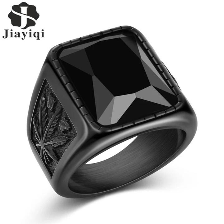 Black Stone Ring for Men Rock Fashion Man Male Ring Gift - Ring For Men ...