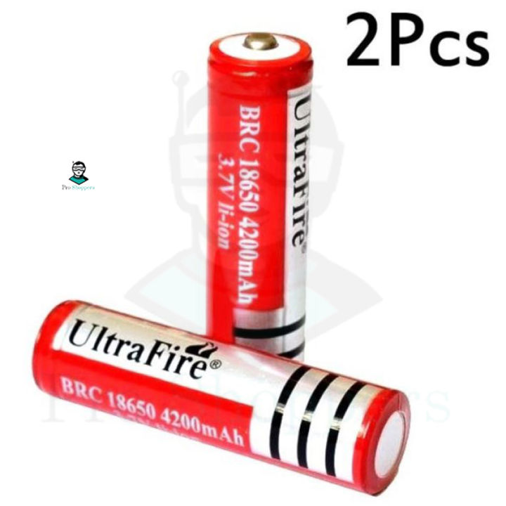 2 Pcs 18650 Lithium Li-ion Rechargeable Battery 3.7V 4200mAh for Laser ...