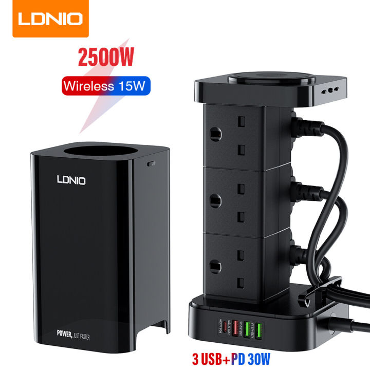 LDNIO SKW6457 2500W Tower Socket QC 3.0 USB+PD 30W Power Socket ...