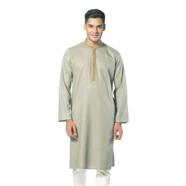 Kay Kraft Olive Green Cotton Embroidered Panjabi For Men | Daraz.com.bd