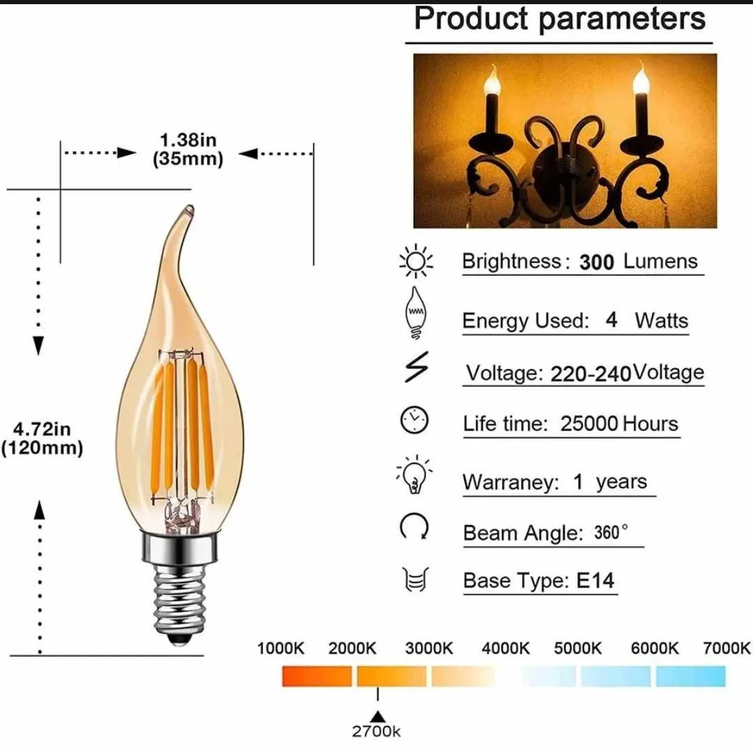 10pcs Vintage Retro Led Filament bulb,4W E14 Decorative Lamps model C35