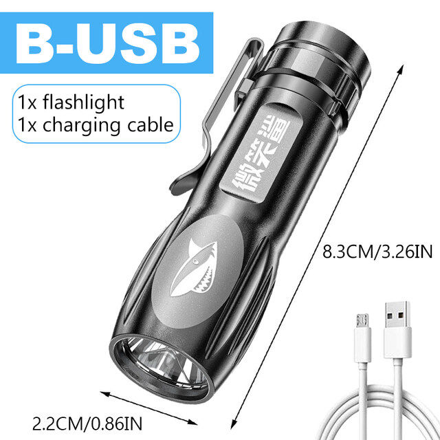 Portable USB Charging Flashlight High Power LED Flashlights Zoom ...