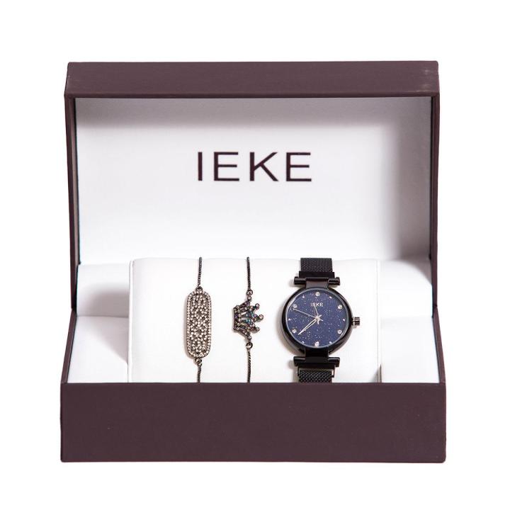 IEKE K201 Black Mesh Stainless Steel Analog Watch For Women - Navy Blue ...